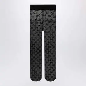 Gucci Stretch Nylon Tights With Gg Pattern - Black