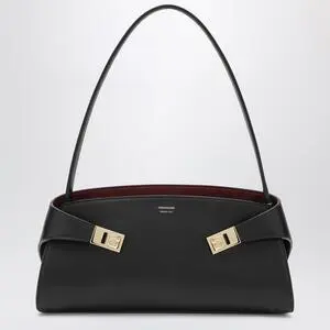 FERRAGAMO FERRAGAMO Hug East-West Shoulder Bag In Burgundy Calfskin Black