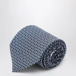 FERRAGAMO Gancini Square Silk Tie - Blue