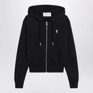 AMI Paris De Coeur Zip-up Sweatshirt - Black