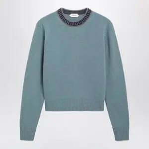Versace Wool And Cashmere Blend Crewneck Sweater - Blue