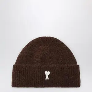 AMI Paris De Coeur Wool-blend Beanie - Brown