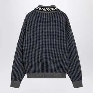 Versace Dark Grey Wool Zip-up Cardigan