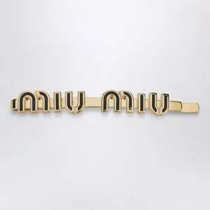 Miu Miu Enamelled Metal Hair Clip - Black