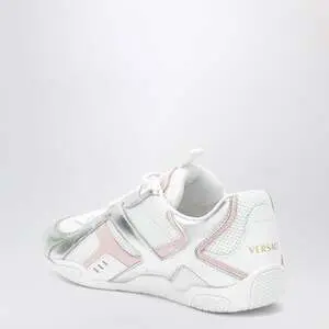 Versace Galaxia Silver Mesh And Leather Sneakers