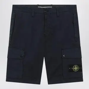 Stone Island Stretch Cotton Cargo Bermuda Shorts - Blue