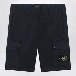 Stone Island Stretch Cotton Cargo Bermuda Shorts - Blue