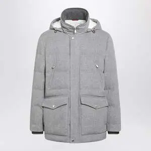 Brunello Cucinelli Light Grey Wool Parka