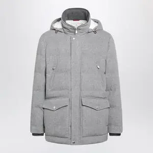 Brunello Cucinelli Wool Parka With Down And Goose Feather Padding - Gray