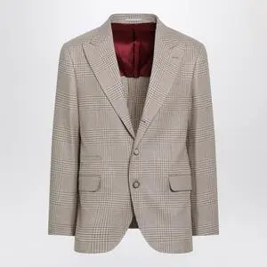 BRUNELLO CUCINELLI Brunello Cucinelli Camel Prince Of Wales Check Single-Breasted Jacket