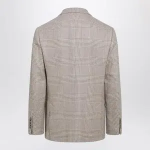 Brunello Cucinelli Camel Prince Of Wales Check Single-breasted Jacket - Cream