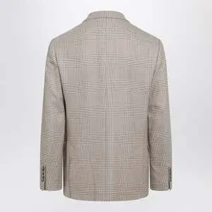 Brunello Cucinelli Camel Prince Of Wales Check Single-breasted Jacket - Cream