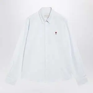 AMI Paris Light /white Striped De Coeur Shirt
