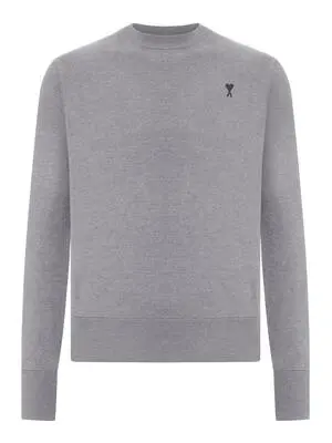 AMI Paris AMI PARIS Ami De Coeur Merino Wool Crewneck Sweater Gray