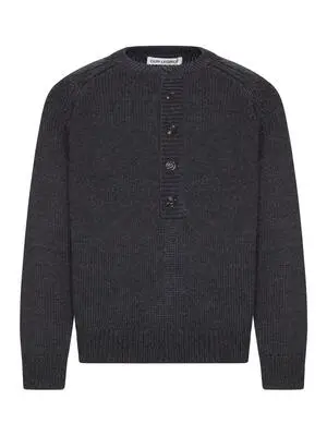Our Legacy Charcoal Merino Wool Henley Sweater - Gray