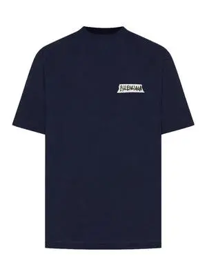 Balenciaga Balenciaga Men Men`S Medium Fit Masking Tape T-Shirt Blue