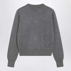 AMI Paris Grey De Coeur Wool Cardigan