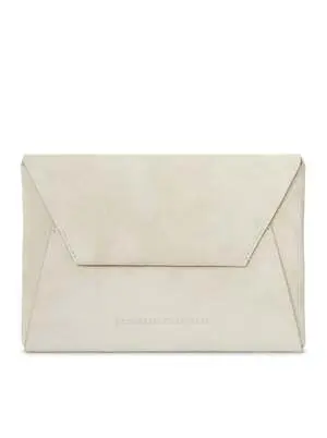 Brunello Cucinelli Suede Calfskin Clutch - Cream