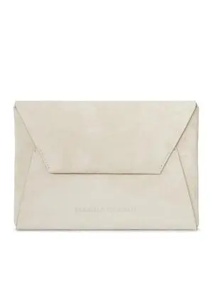 Brunello Cucinelli Suede Calfskin Clutch - Cream