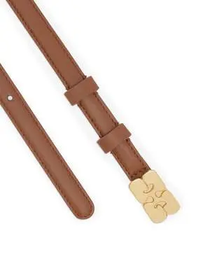 GANNI Kat Skinny Leather Belt - Brown