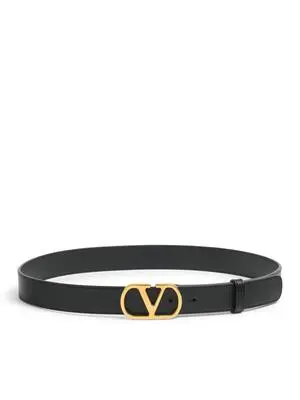 Valentino Garavani Vlogo Signature Calfskin Belt - Black