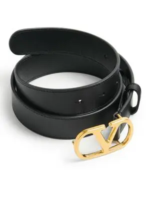 Valentino Garavani Vlogo Signature Calfskin Belt - Black