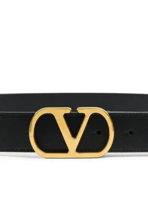 Valentino Garavani Vlogo Signature Calfskin Belt - Black