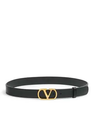 Valentino Garavani Vlogo Signature Calfskin Belt - Black