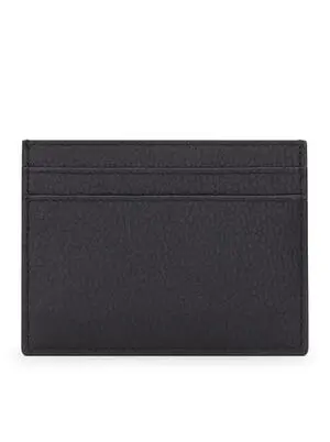 Saint Laurent Tiny Cassandre Hammered Leather Card Holder - Black