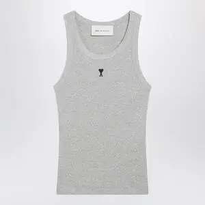 AMI Paris De Coeur Tank Top - Gray