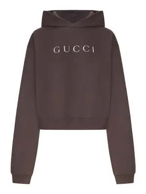 Gucci Logo Hoodie - Brown