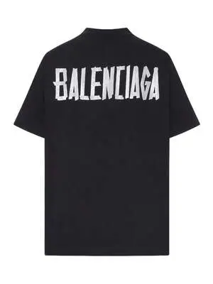 Balenciaga Loose Fit Glitter Tape T-shirt - Black
