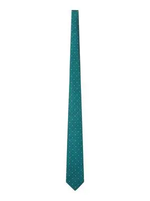 Kiton KITON Silk Micro Geometric Pattern Neck Tie Green