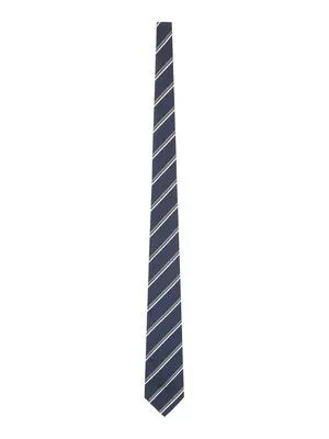 Kiton Kiton Diagonal Stripe Silk Neck Tie In Blue/Green Multicolor