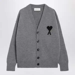AMI Paris Wool Cardigan - Gray