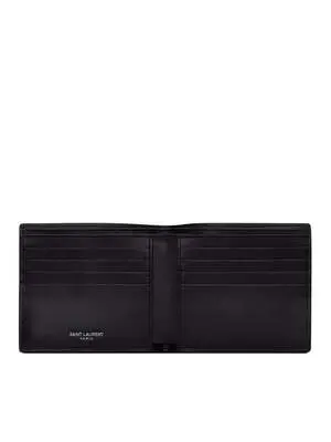 Saint Laurent Small Tiny Cassandre East/west Wallet In Glossy Leather