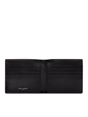Saint Laurent Small Tiny Cassandre East/west Wallet In Glossy Leather