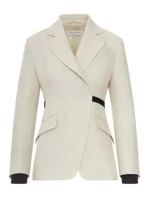 Max Mara Double-breasted Linen Blazer - Cream