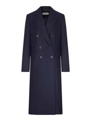 Dries Van Noten Navy Double-breasted Long Coat - Blue