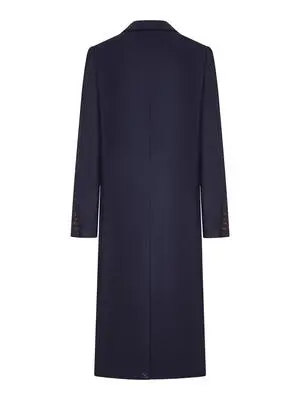 Dries Van Noten Navy Wool Double-breasted Long Coat