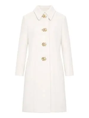 Gucci Wool Natté Coat With Double G Buttons - White
