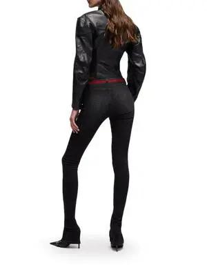 Gucci Leather Biker Jacket With Web Stripe Detail
