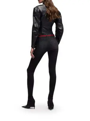 Gucci Leather Biker Jacket With Web Stripe Detail