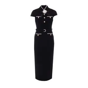 SELF-PORTRAIT Crepe Midi Dress - Black