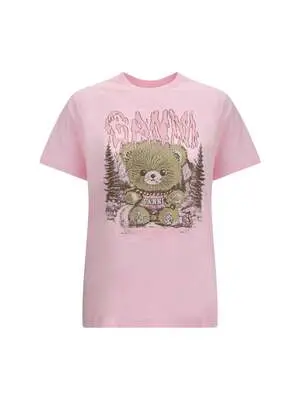GANNI Teddy Forest Cotton T-shirt - Pink