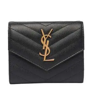 Saint Laurent Tri-fold Matelasse' Cassandre Wallet - Black