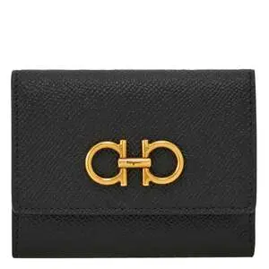 FERRAGAMO Gancini Trifold Wallet - Black