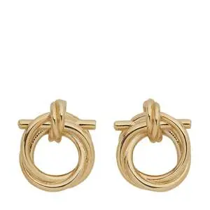 FERRAGAMO Xs Gancini Torchon Earrings - Gold