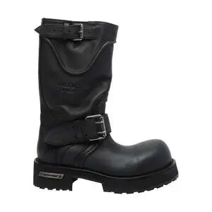 Balenciaga High-top Leather Boots With Buckle Detail - Black