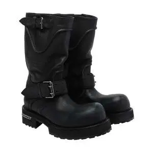 Balenciaga High-top Leather Boots With Buckle Detail